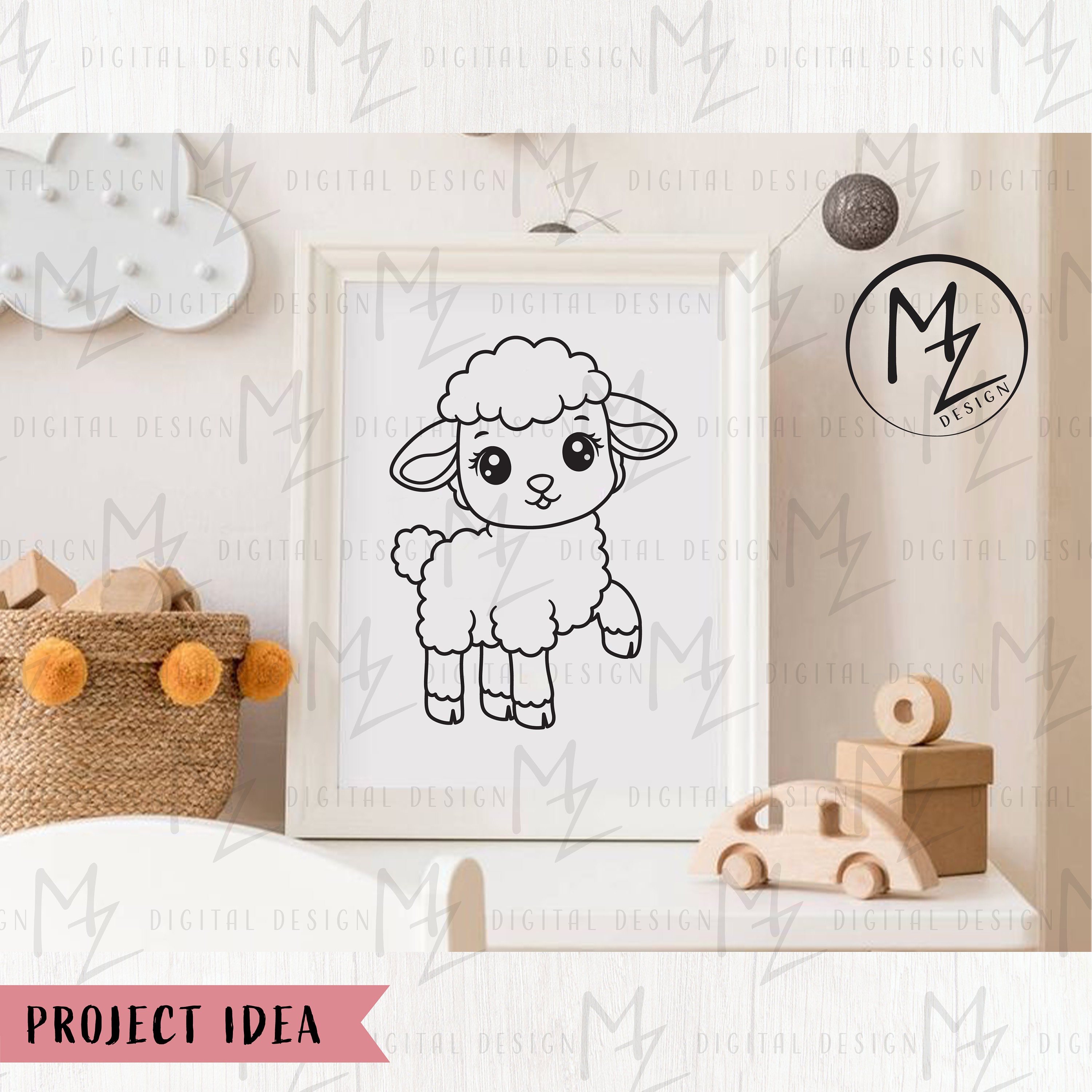 Cute Lamb SVG Happy Lamb Baby Sheep Farm Animals Outline Cut File ...
