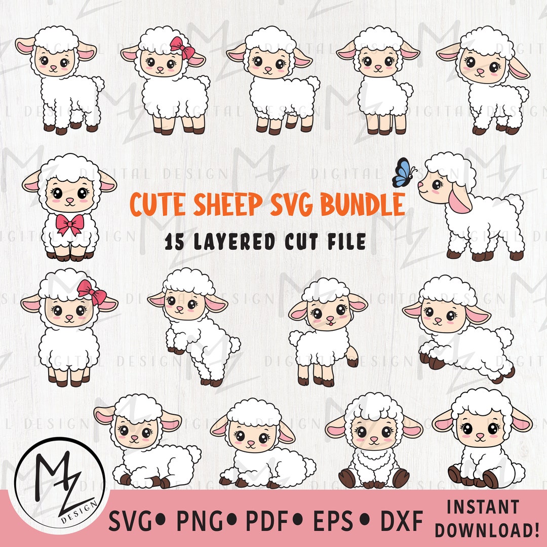 Lamb SVG Bundle Baby Sheep Farm Animals Layered Cut File Cricut ...