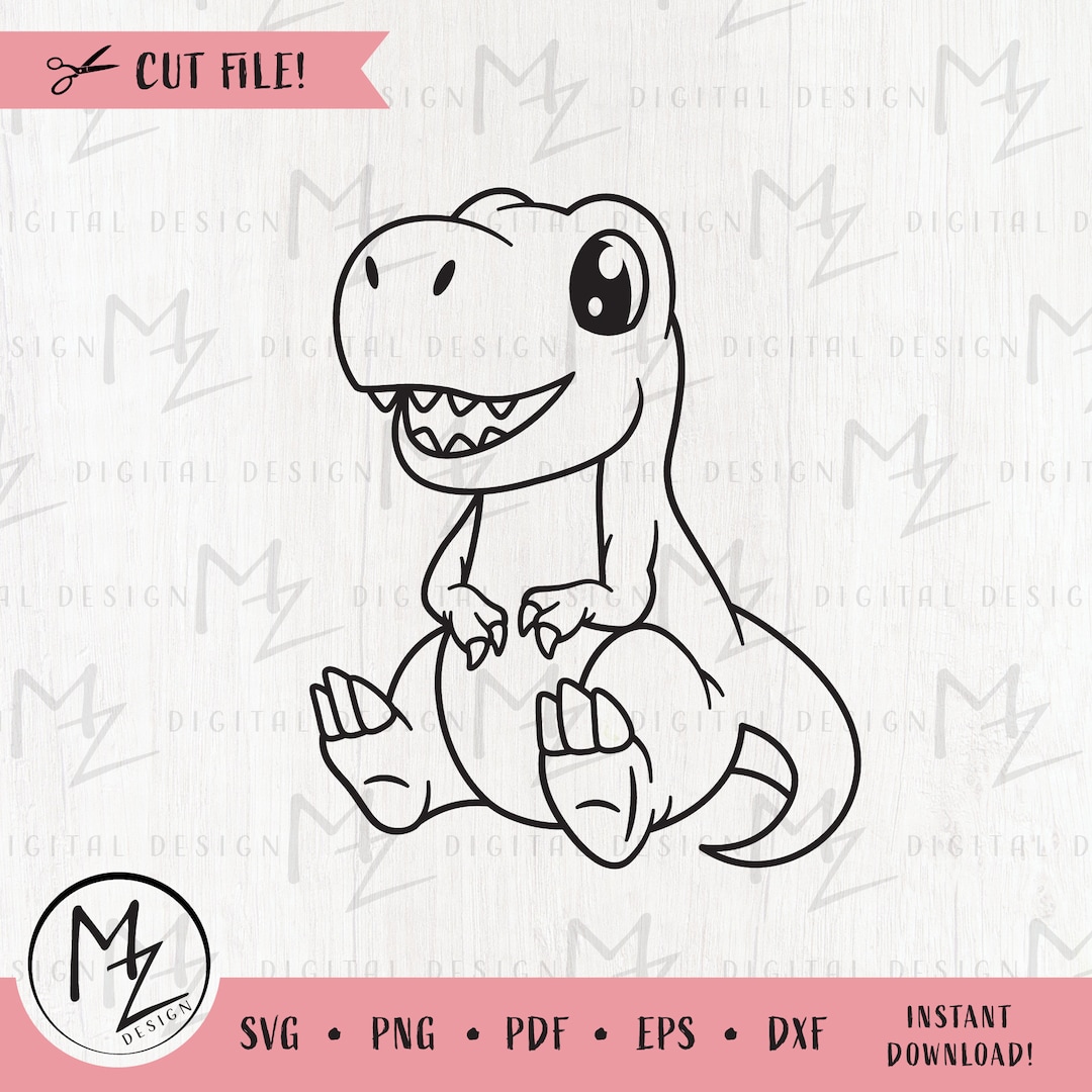 T-rex SVG Dinosaur Cute Baby Dino Tyrannosaurus Rex Jurassic Animal ...