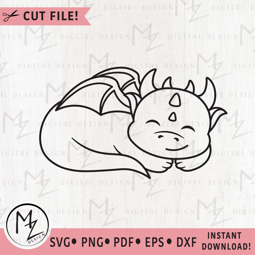 Cute Dragon SVG | Fantasy SVG | Kids Dragon | Sleeping Dragon SVG ...