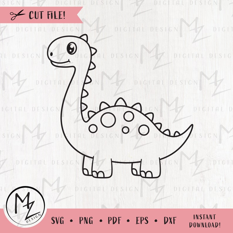 Brontosaurus SVG Cute Baby Dino Brontosaurus Jurassic Animal Outline ...
