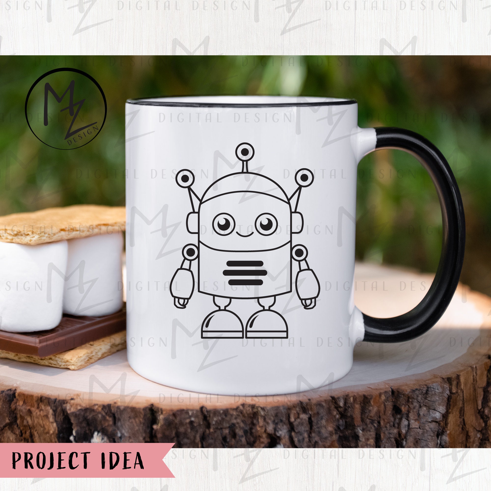 Robot SVG Fun Robot Outline Cut File Cricut Silhouette Kids Shirt Iron ...