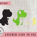 Cute T-rex SVG Layered Cut File Dinosaur Birthday Party Tyrannosaurus ...