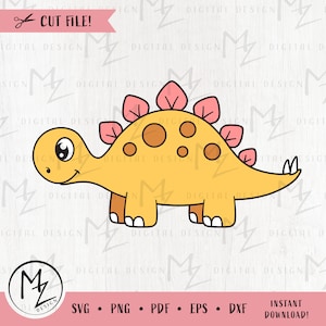 Cute Stegosaurus SVG Layered Cut File Baby Dinosaur Clipart PNG ...