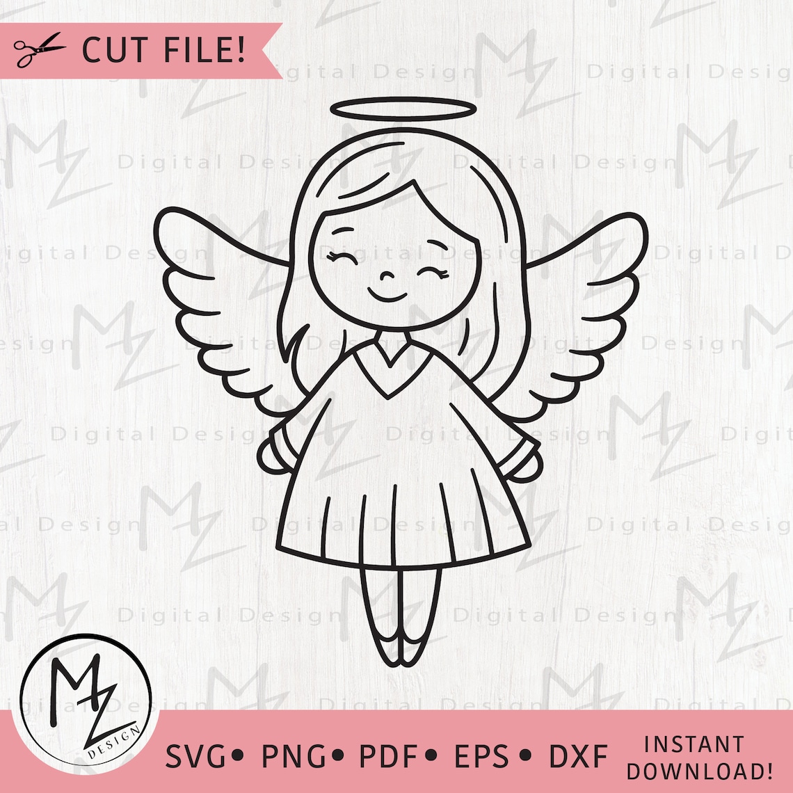 Cute Angel SVG Flying Little Girl Angel Cut File for Cricut Silhouette ...