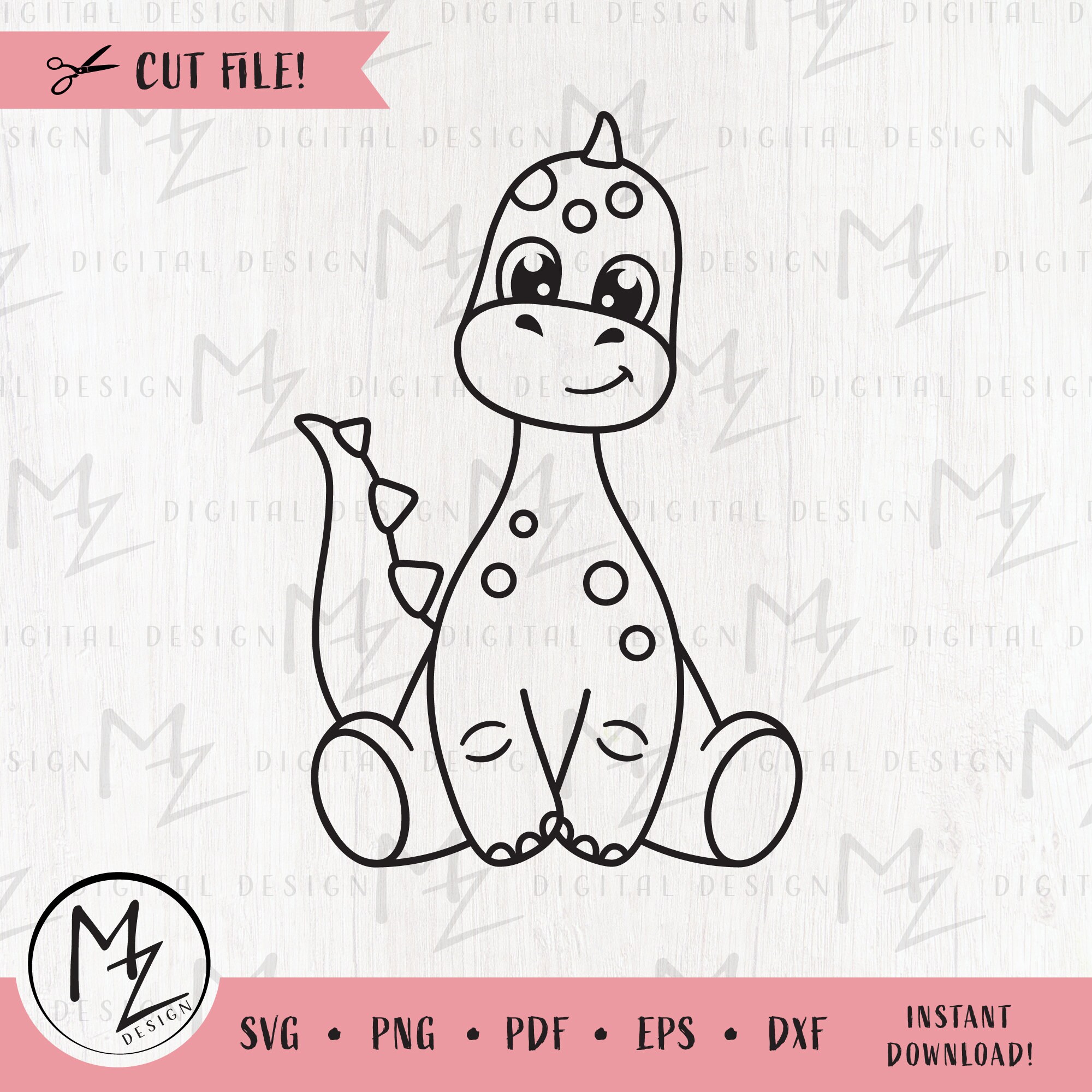 Brontosaurus SVG Cute Baby Dino Brontosaurus Jurassic Animal - Etsy