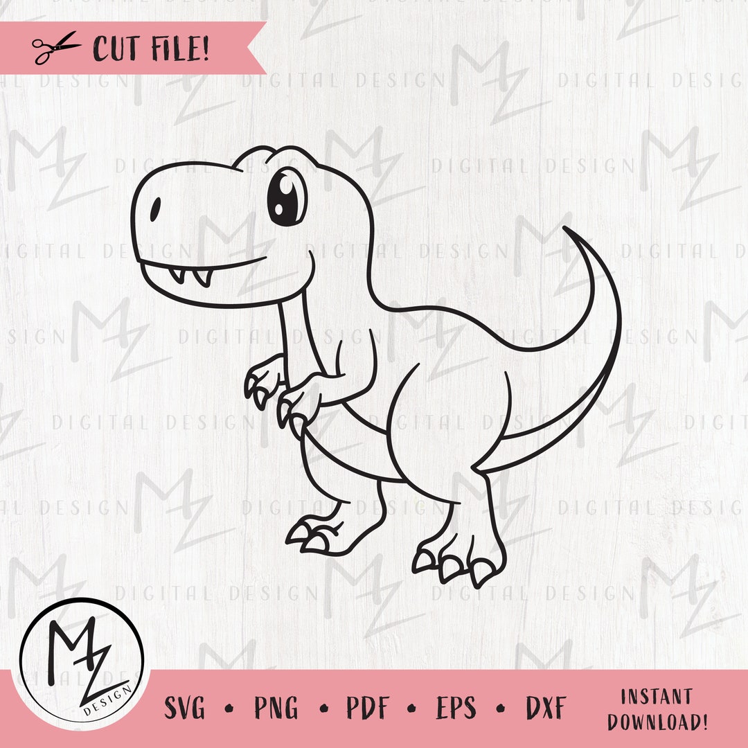 T-rex Dinosaur Outline SVG, Kids Birthday (digital Download) - Etsy