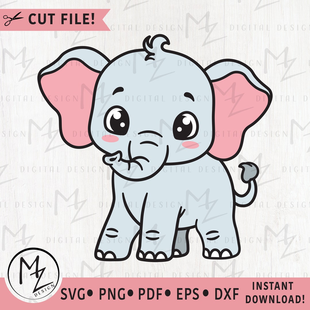 Baby Elephant SVG Cute Elephant Layered Cut File Cricut Silhouette ...
