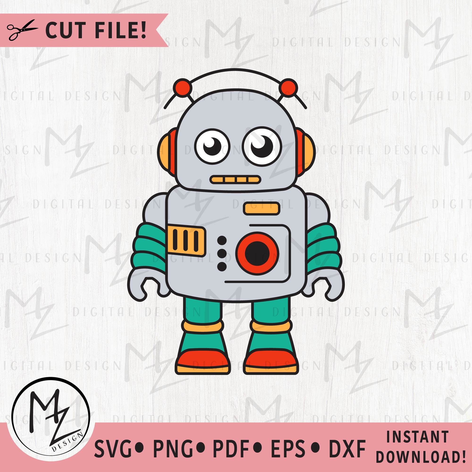 Robot SVG Fun Robot Layered Cut File Cricut Silhouette Kids Robot Shirt ...