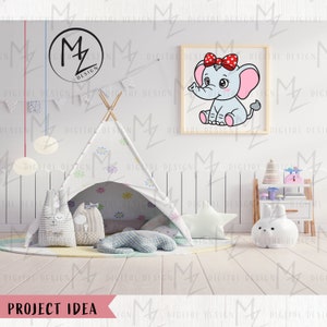 Baby Elephant SVG Cute Elephant Girl With a Bow Layered Cut File for ...