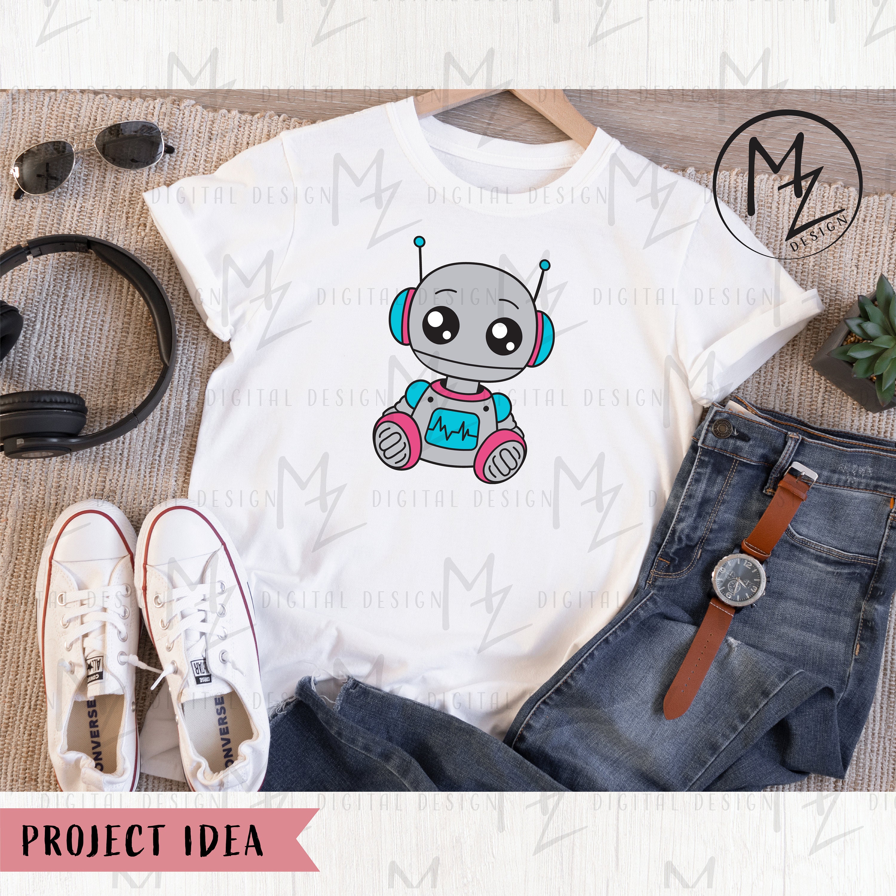 Robot SVG Cute Sitting Robot Layered Cut File Cricut Silhouette Kids ...