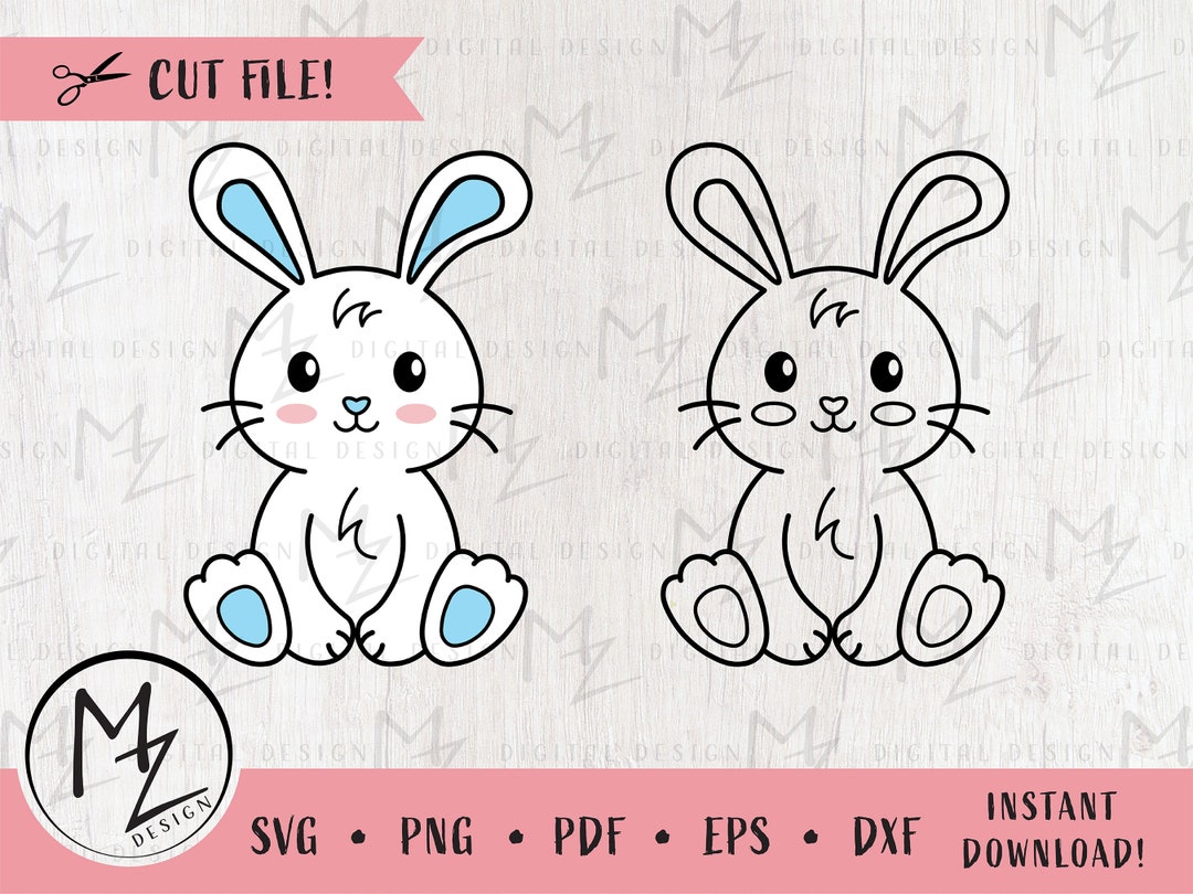 Bunny SVG Cute Sitting Rabbit Outline Cut File for Cricut - Etsy