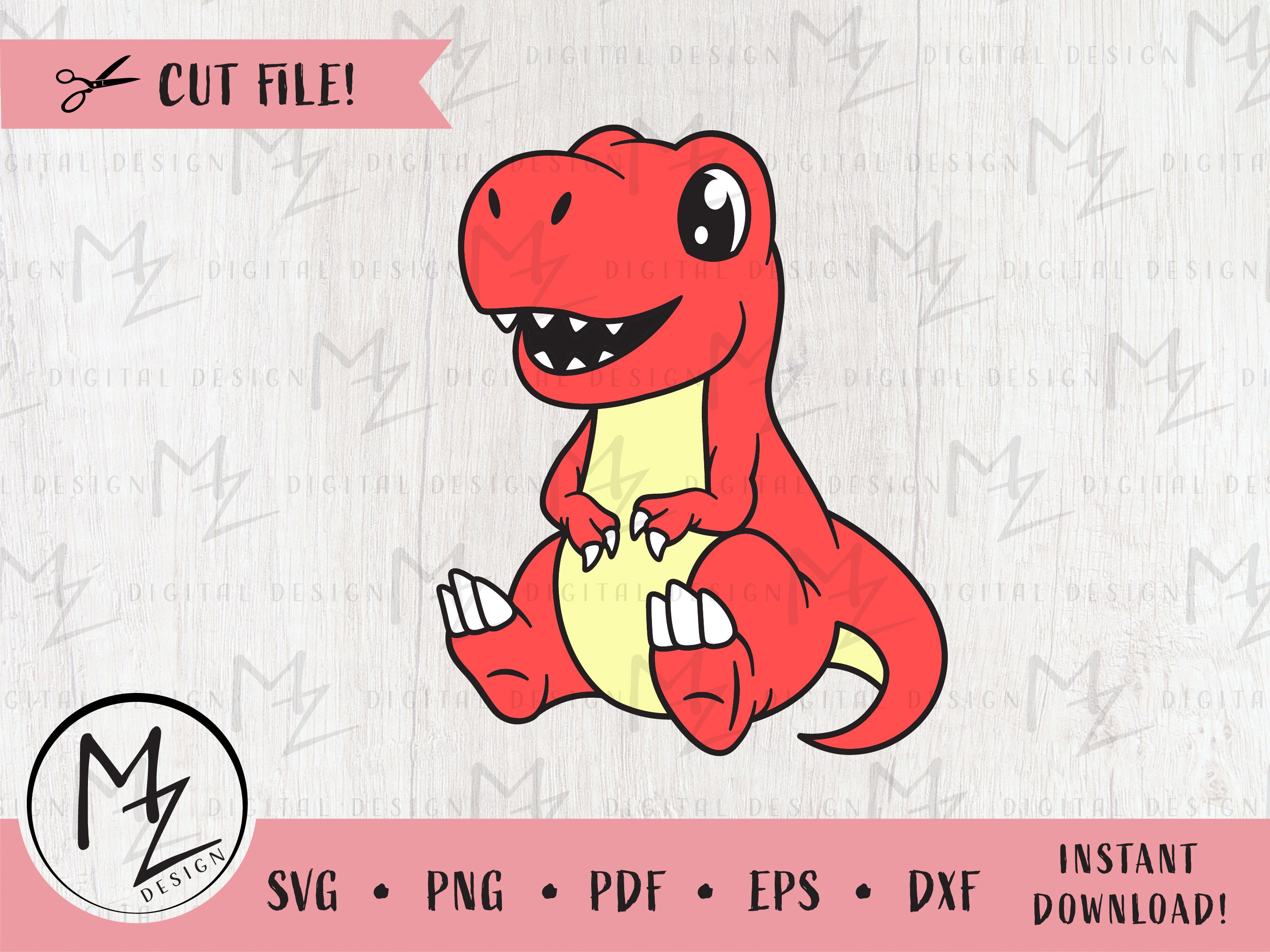 Cute T-rex SVG Layered Cut File Dinosaur Birthday Party - Etsy