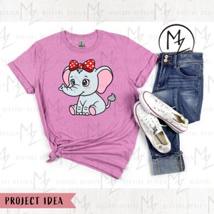 Baby Elephant SVG Cute Elephant Girl With a Bow Layered Cut File for ...