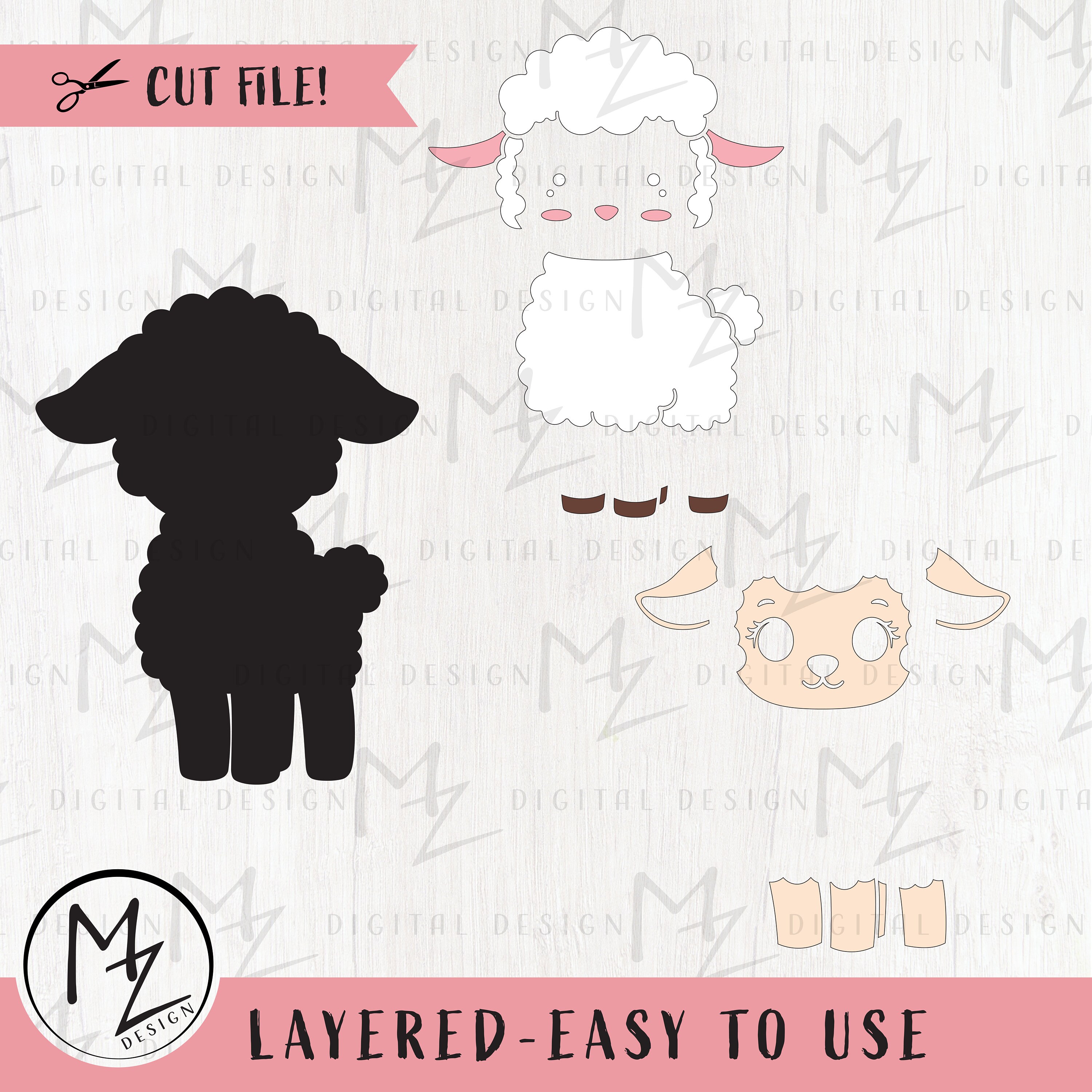 Cute Lamb SVG Baby Sheep Farm Animals Layered Cut File Cricut ...
