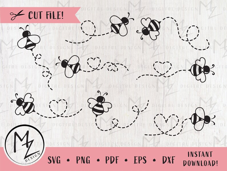 Bee Path Bundle SVG PNG Files for Cutting Machines Digital - Etsy
