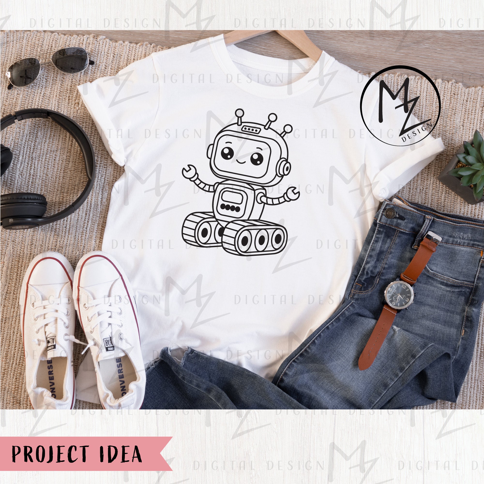 Robot SVG Fun Tracked Robot Outline Cut File Cricut Silhouette Kids ...