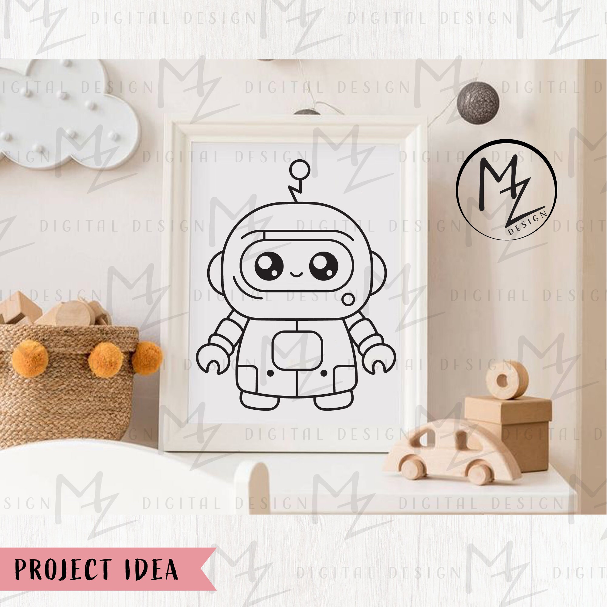 Robot SVG Cute Little Boy Robot Outline Cut File Cricut Silhouette Kids ...