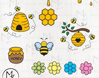 Bee Layered SVG Bundle Honeycomb Beehive Honey Flower Cutting File ...