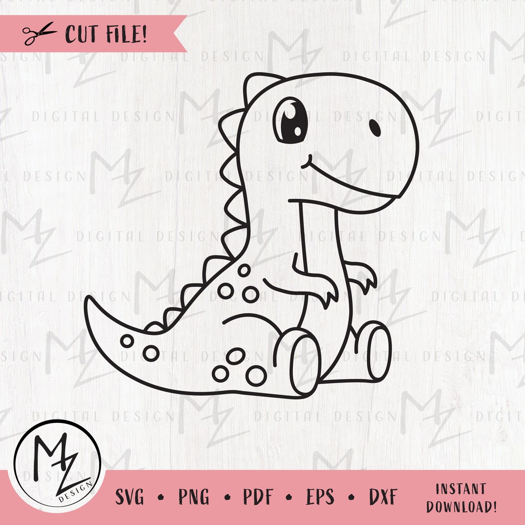 T-rex SVG Dinosaur Cute Baby Dino Tyrannosaurus Rex Jurassic Animal ...