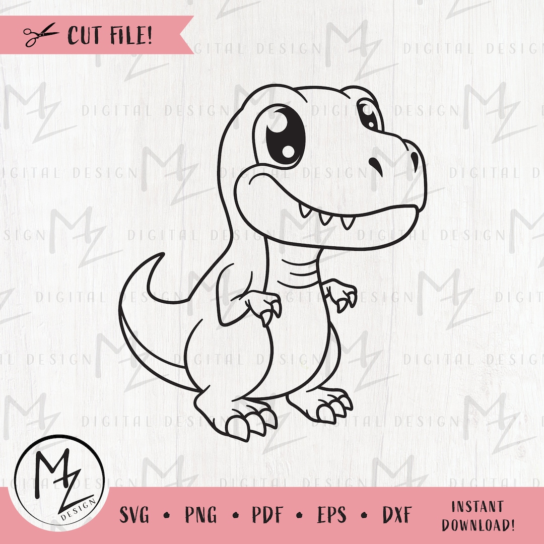 T-rex SVG Dinosaur Cute Baby Dino Tyrannosaurus Rex Jurassic Animal ...