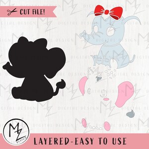 Baby Elephant SVG Cute Elephant Girl With a Bow Layered Cut File for ...