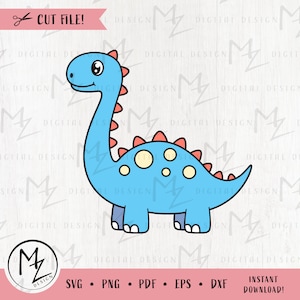Cute Brontosaurus SVG Layered Cut File Baby Dinosaur Clipart PNG ...