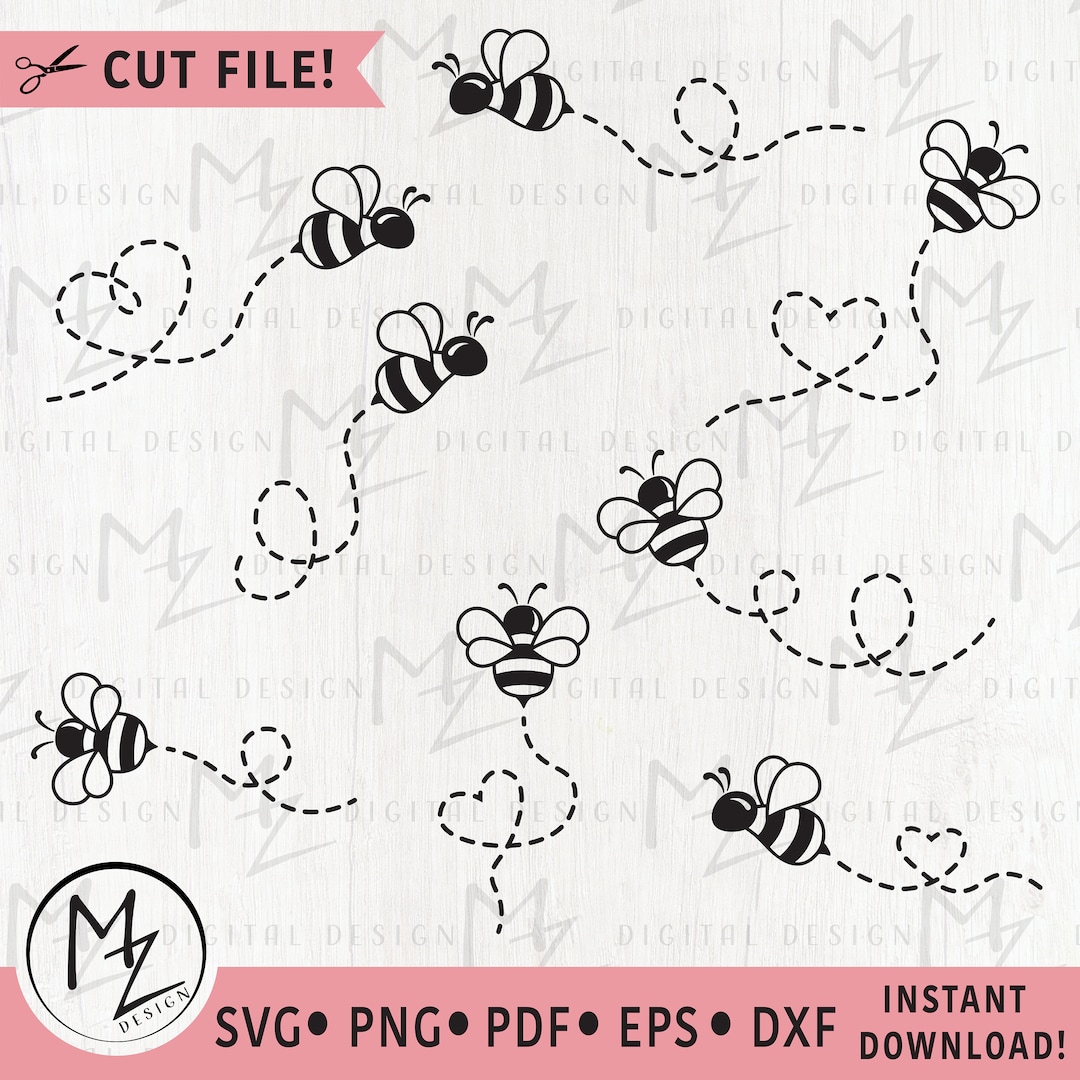 Bee Path SVG Bundle, Honeybee Dotted Lines (digital Files) - Etsy