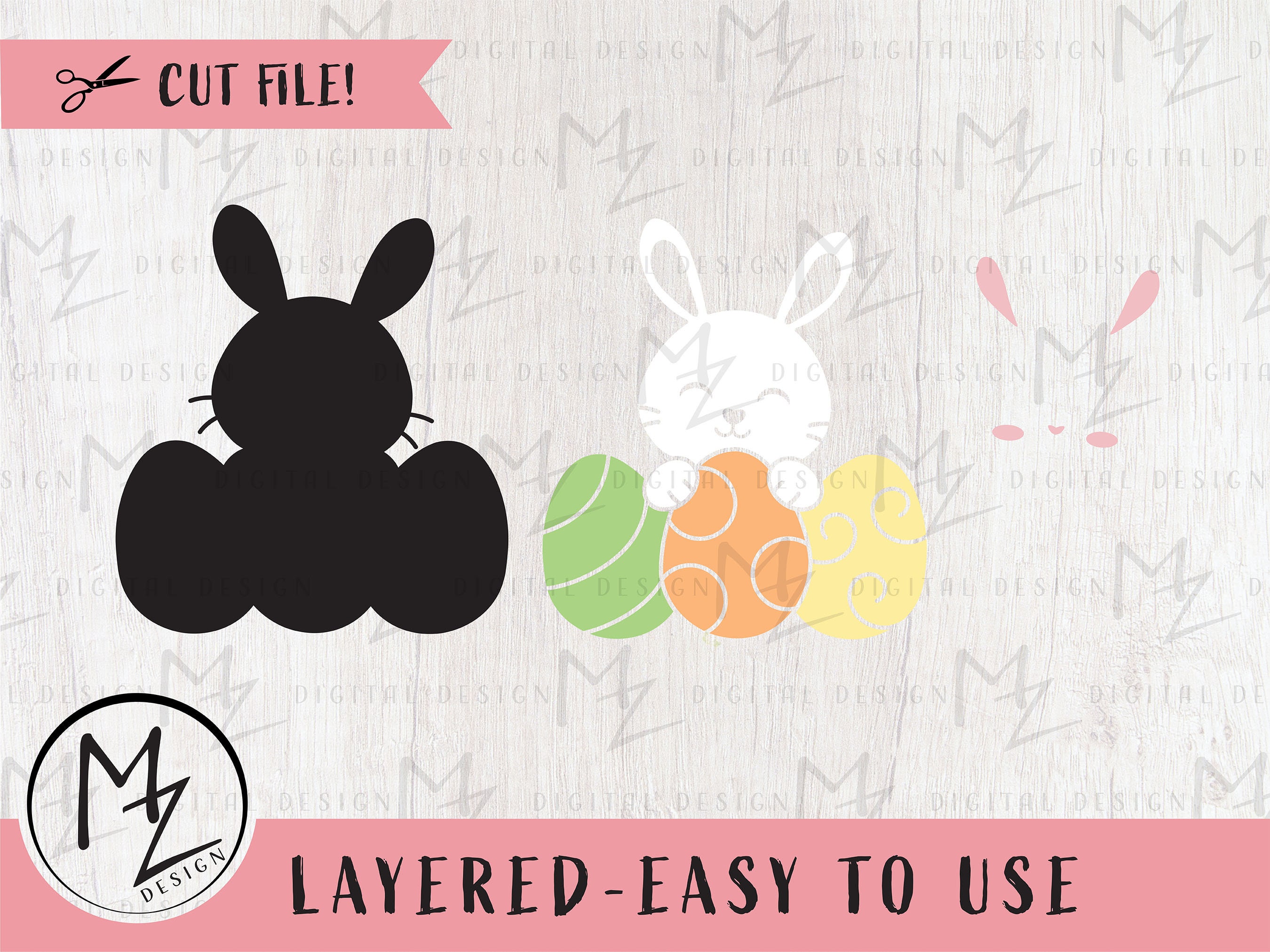 Easter Bunny SVG Bundle Cute Rabbit Easter Eggs Layered Cut File for ...