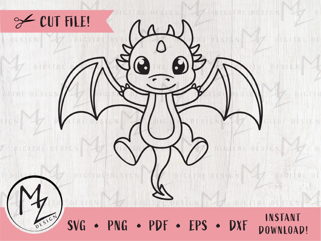 Cute Dragon SVG Fantasy SVG Kids Dragon Flying Dragon SVG Cricut ...