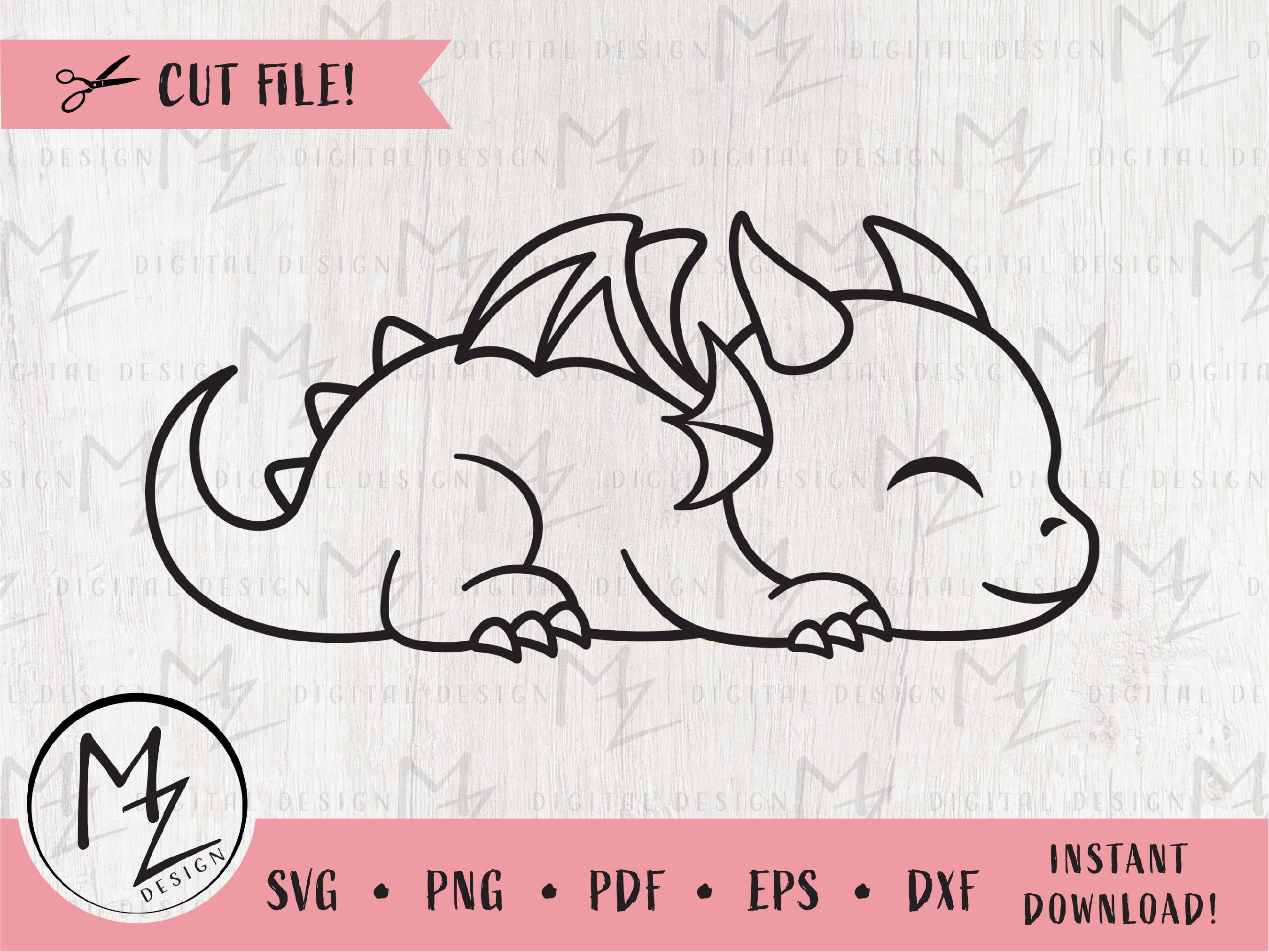Cute Dragon SVG Fantasy SVG Kids Dragon Sleeping Dragon SVG Cricut ...