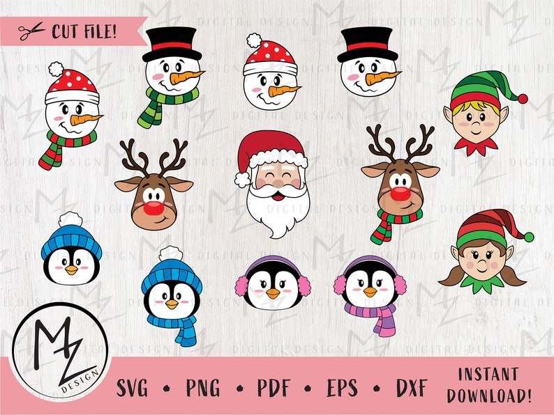 Christmas SVG Bundle, Christmas Faces Svg, Santa Svg, Reindeer Svg ...