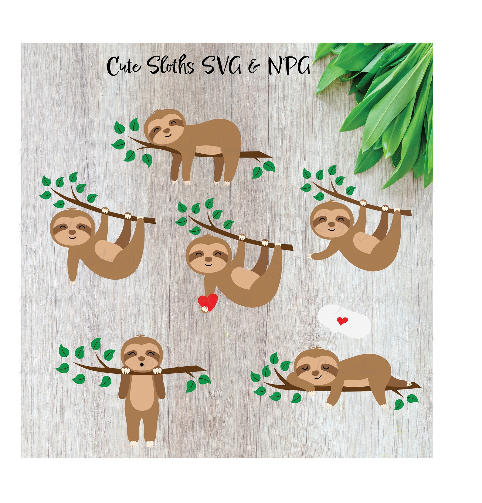 Sloth SVG Bundle, Valentine's Day Sloth Svg, Sloth Png, Cute Sloth Svg ...