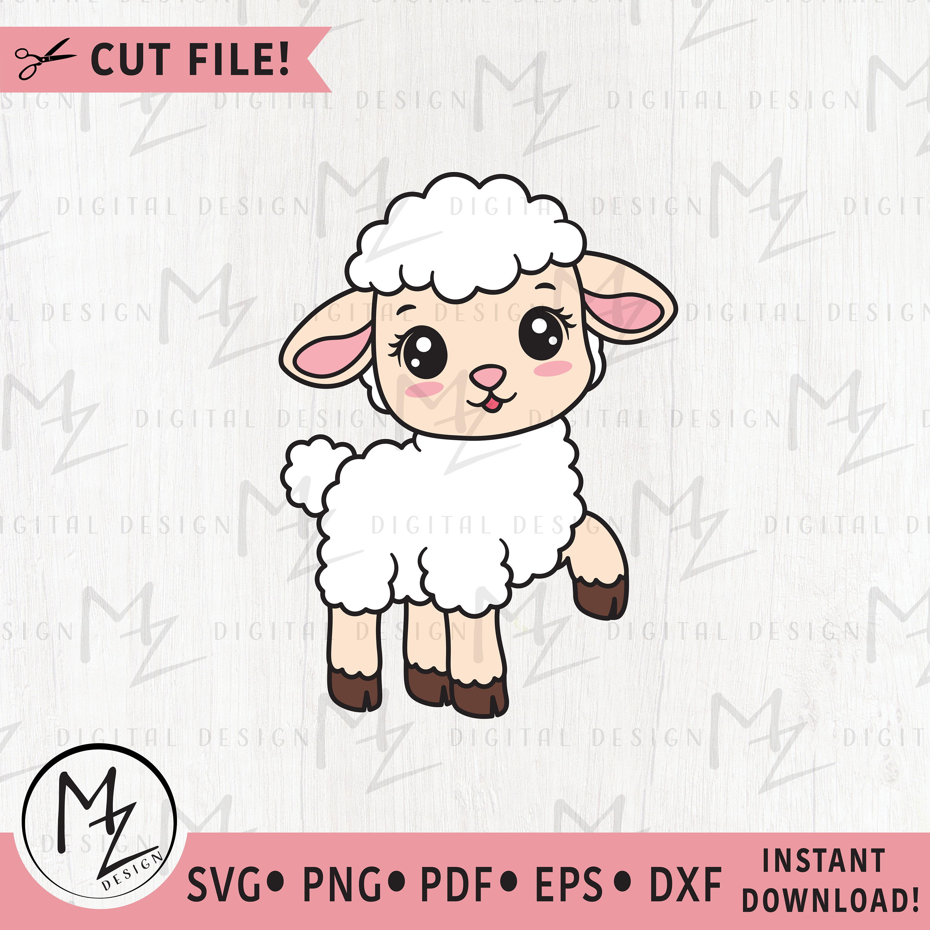 Cute Lamb SVG Happy Lamb Baby Sheep Farm Animals Layered Cut File ...