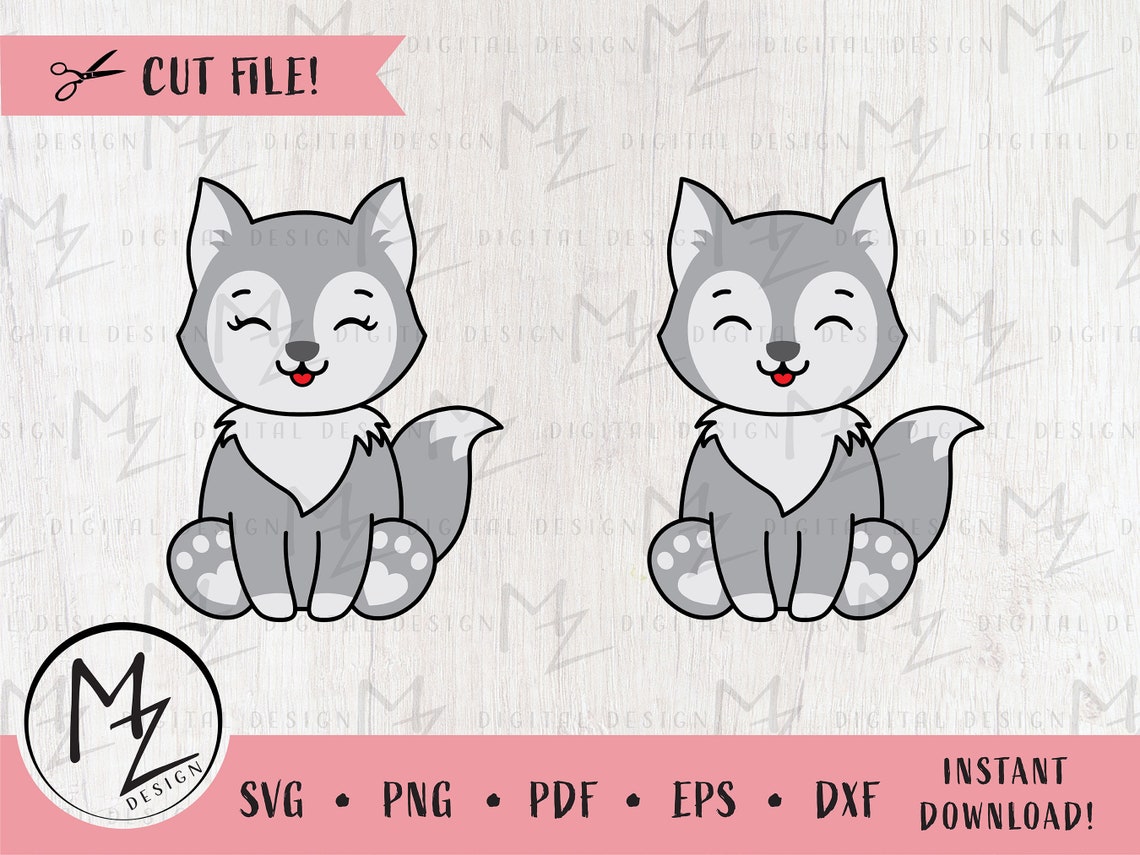 Wolf Svg, Cute Wolf Svg, Cut File, Woodland Animals Svg, Wolf Pack Svg ...