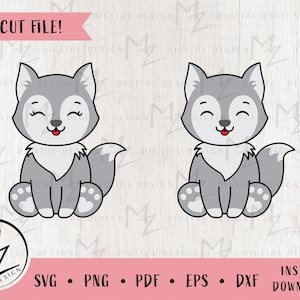 Wolf Svg, Cute Wolf Svg, Cut File, Woodland Animals Svg, Wolf Pack Svg ...