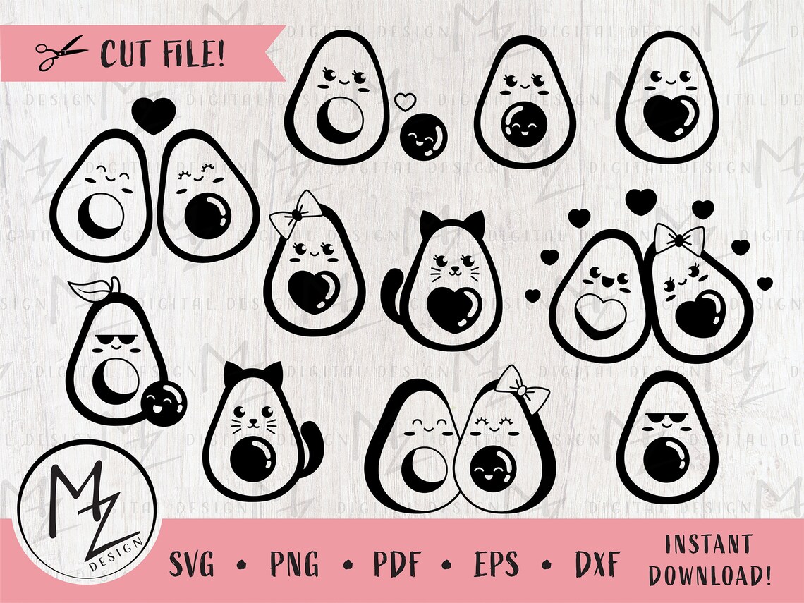 Cute Avocado Bundle Svg, Mamacado Svg, Dadacado Svg, Avocato Svg ...