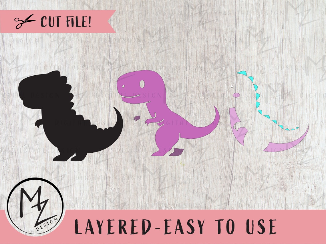 Cute T-rex SVG Layered Cut File Dinosaur Birthday Party - Etsy