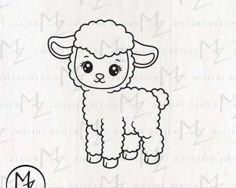 Cute Lamb SVG Sitting Lamb Baby Sheep Farm Animal Layered Cut File ...