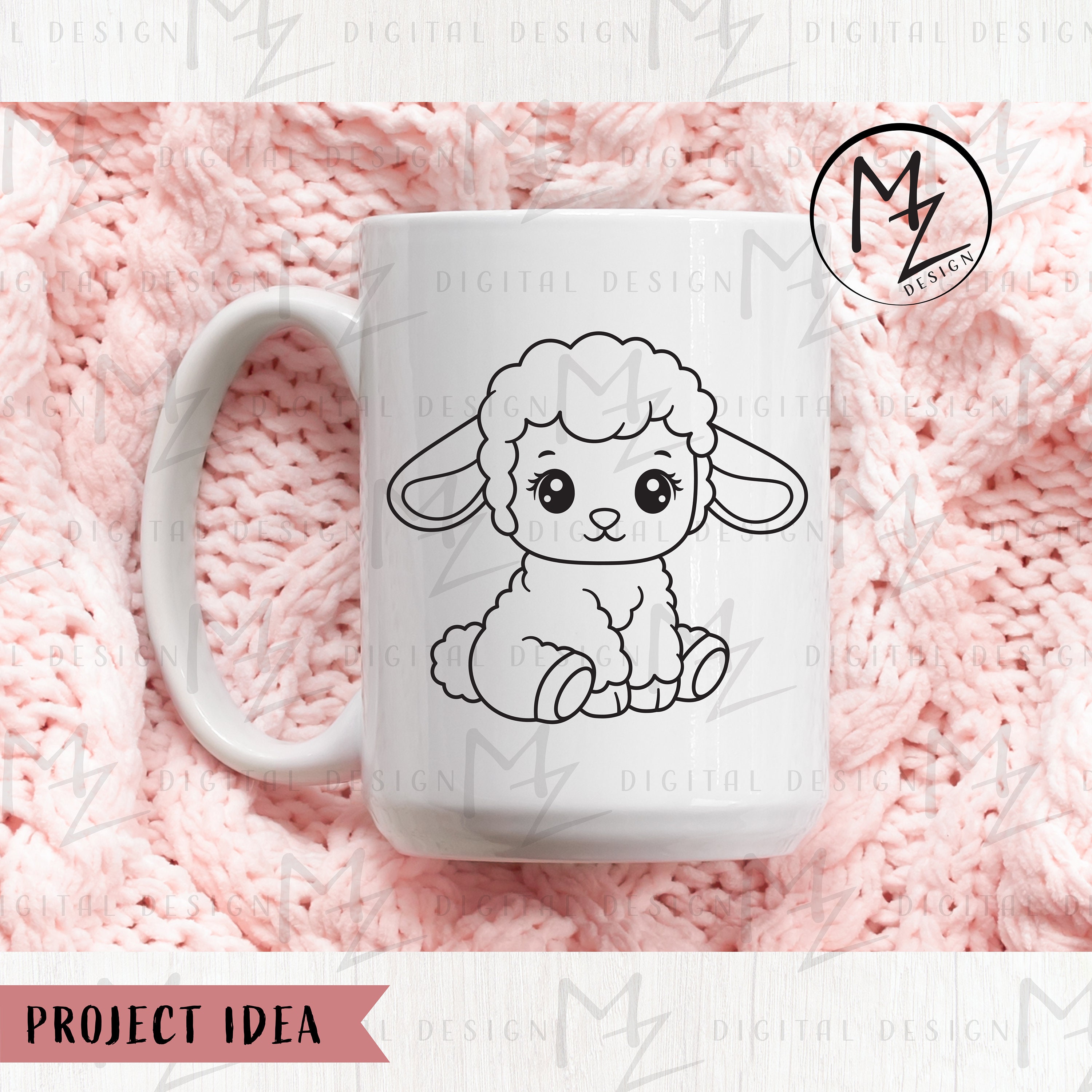 Cute Lamb SVG Sitting Lamb Baby Sheep Farm Animal Outline Cut File ...