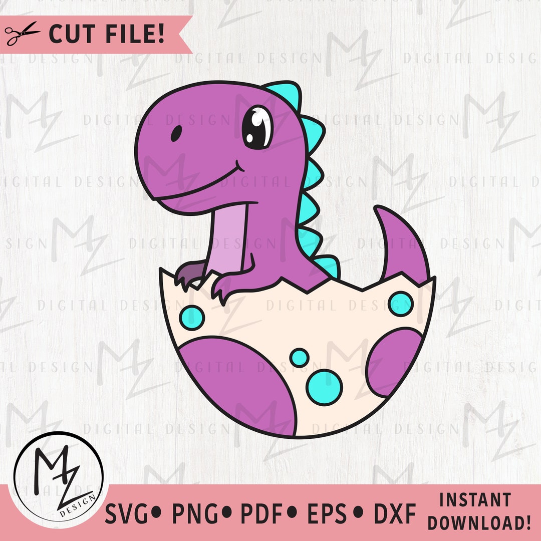 Sweet Dino SVG Cute Baby Dinosaur in Egg Jurassic Animal Layered Cut ...
