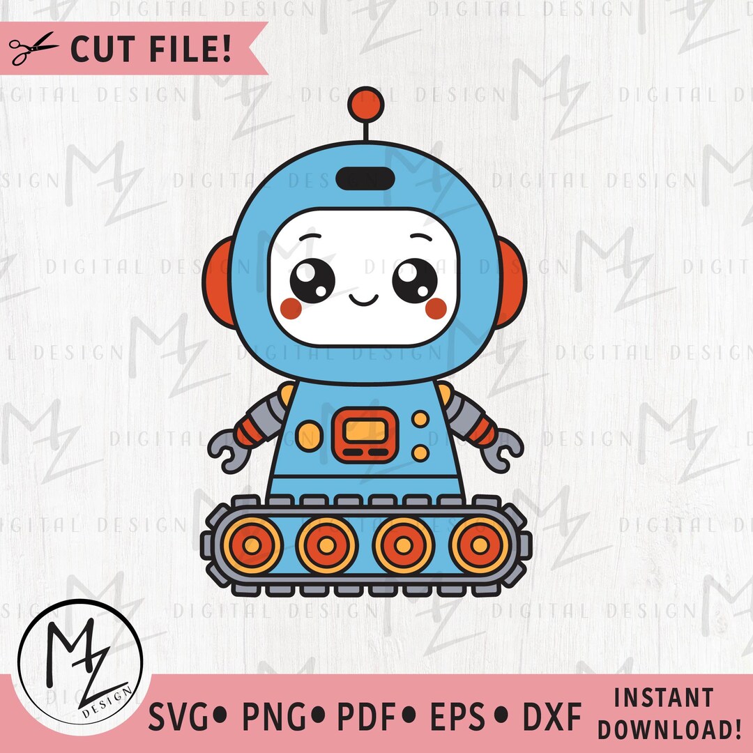 Robot SVG Cute Tracked Robot Layered Cut File Cricut Silhouette Kids ...