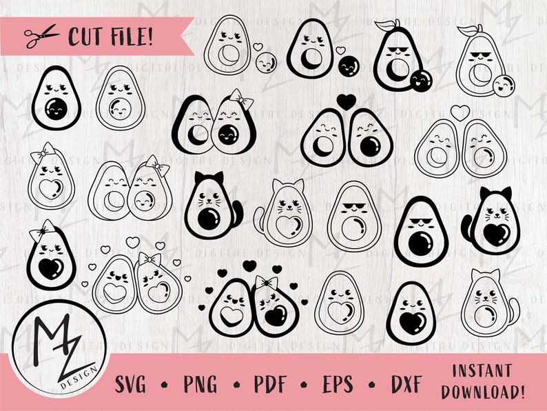 Cute Avocado Bundle Svg, Mamacado Svg, Dadacado Svg, Avocato Svg ...