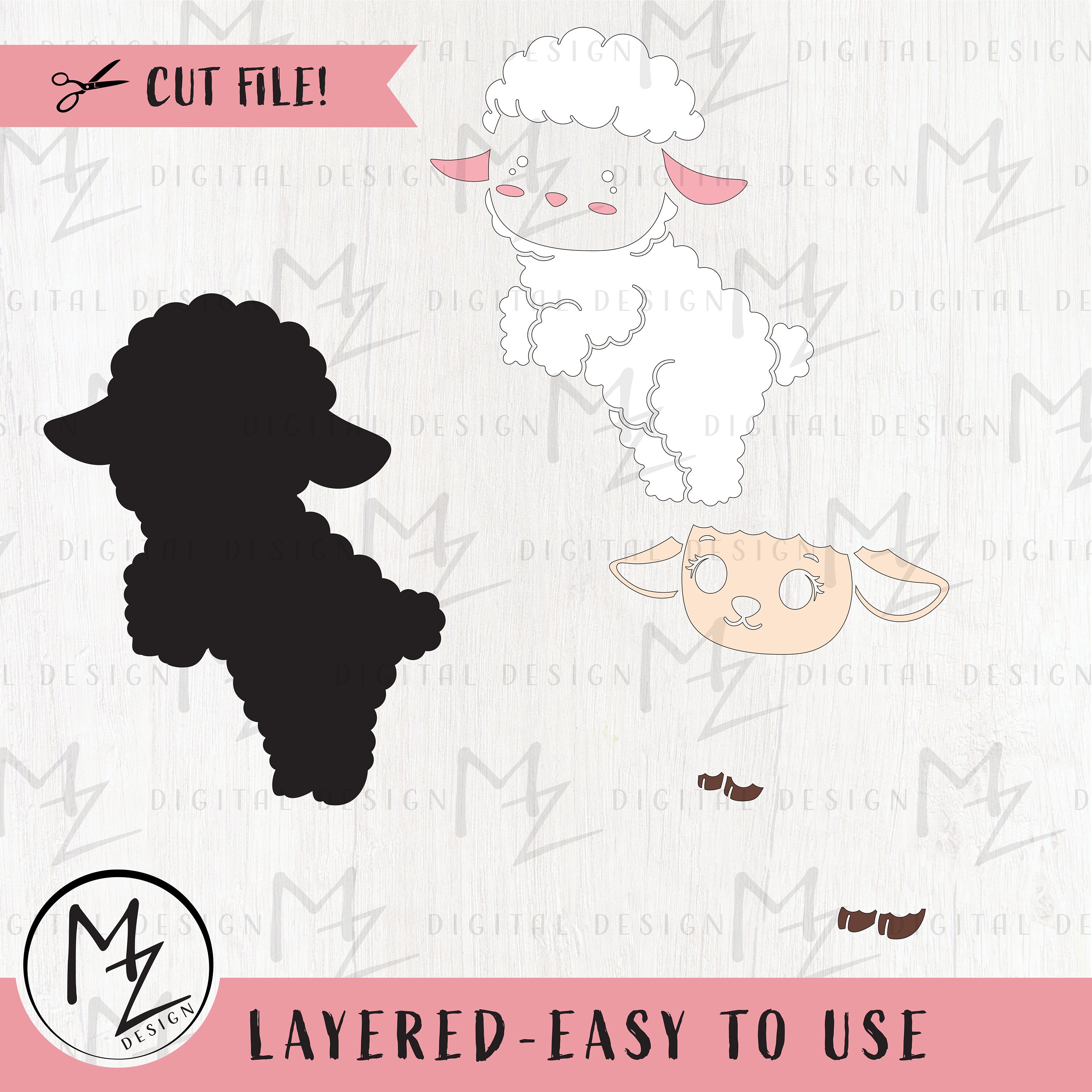 Cute Lamb SVG Hopping Lamb Baby Sheep Farm Animal Layered Cut File ...