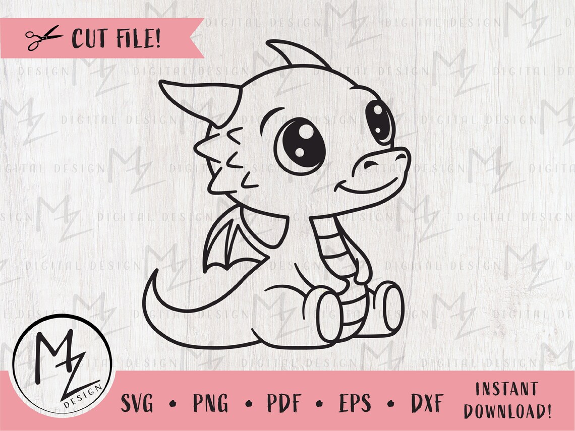 Cute Dragon SVG Fantasy SVG Kids Dragon Cute Mythical Animal SVG Cricut ...