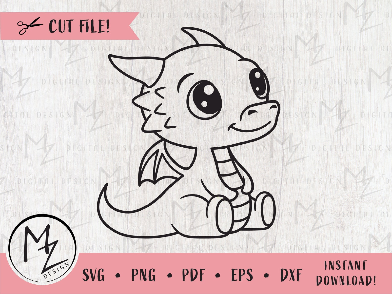 Cute Dragon SVG Fantasy SVG Kids Dragon Cute Mythical Animal SVG Cricut ...