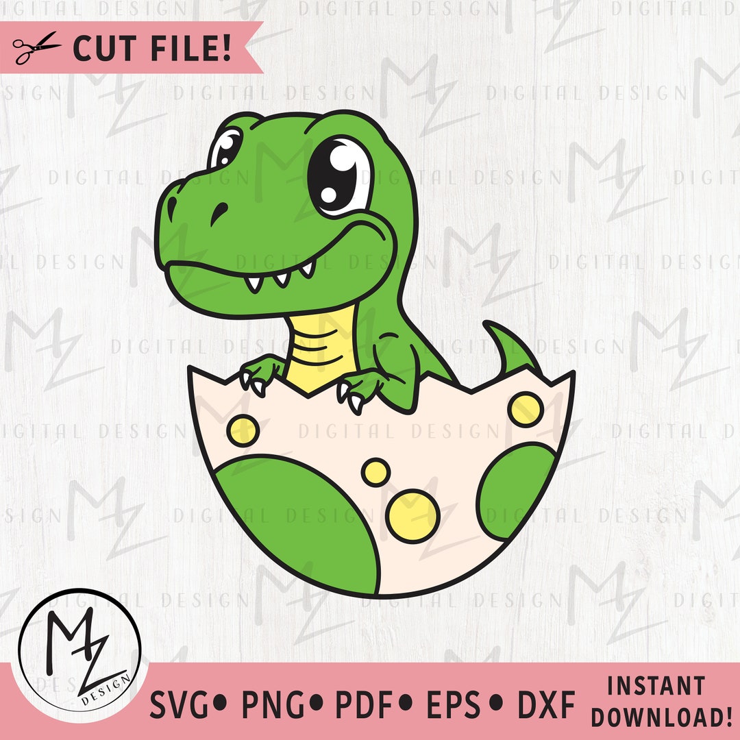 T-rex SVG Cute Baby Dino Tyrannosaurus Rex in Egg Jurassic Animal ...