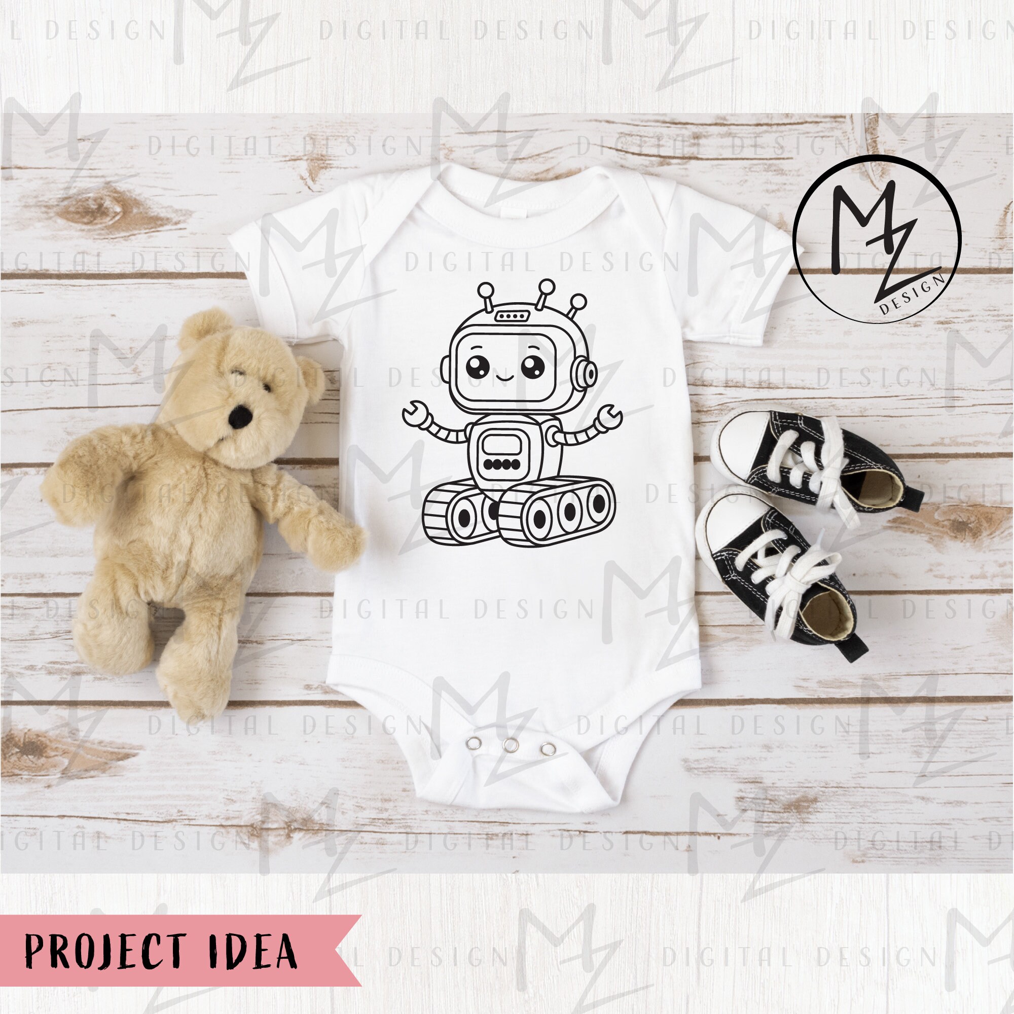 Robot SVG Fun Tracked Robot Outline Cut File Cricut Silhouette Kids ...