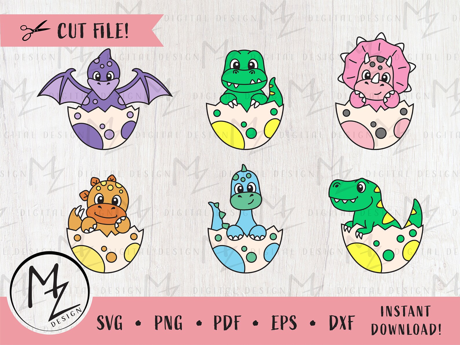 Baby Dino SVG Bundle T-rex Brontosaurus Stegosaurus - Etsy