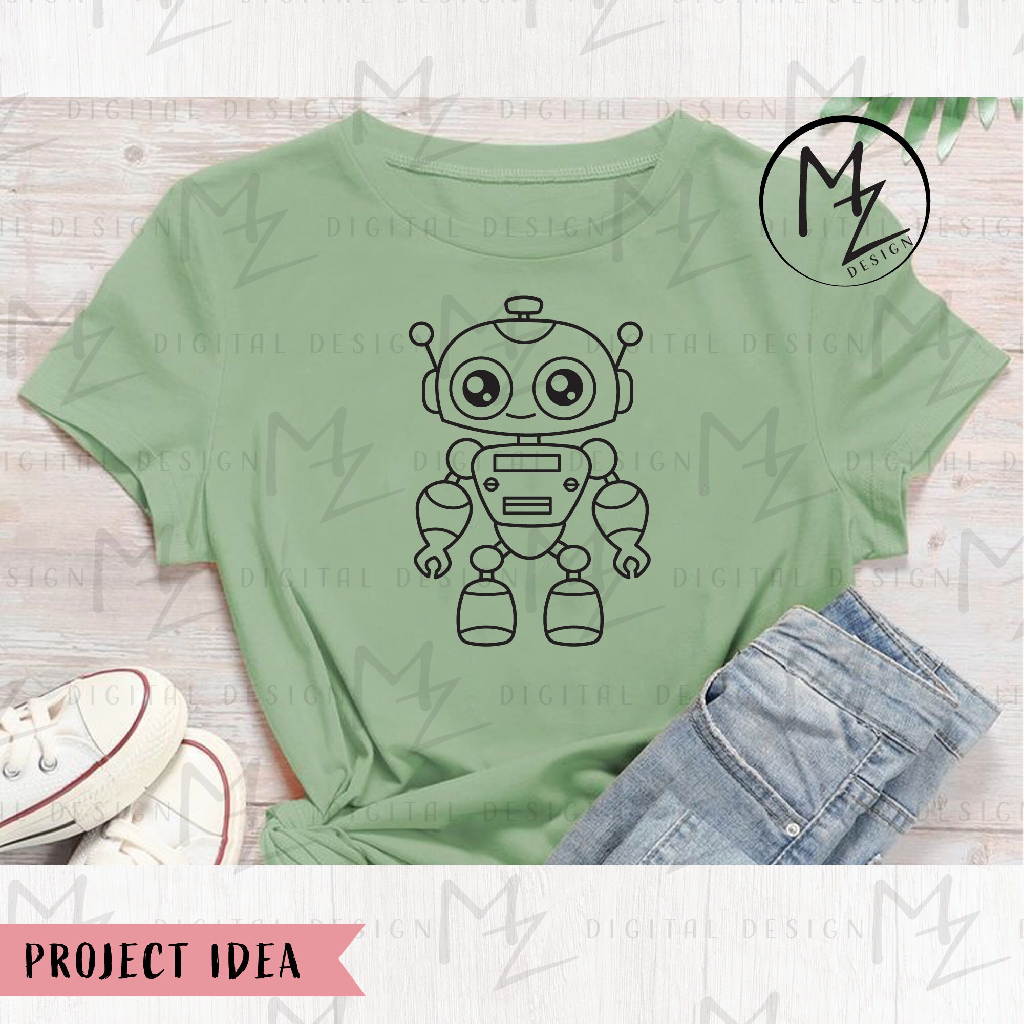 Robot SVG Cute Robot Outline Cut File Cricut Silhouette Kids Shirt ...